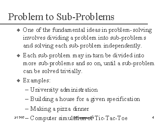 Problem To Sub Problems